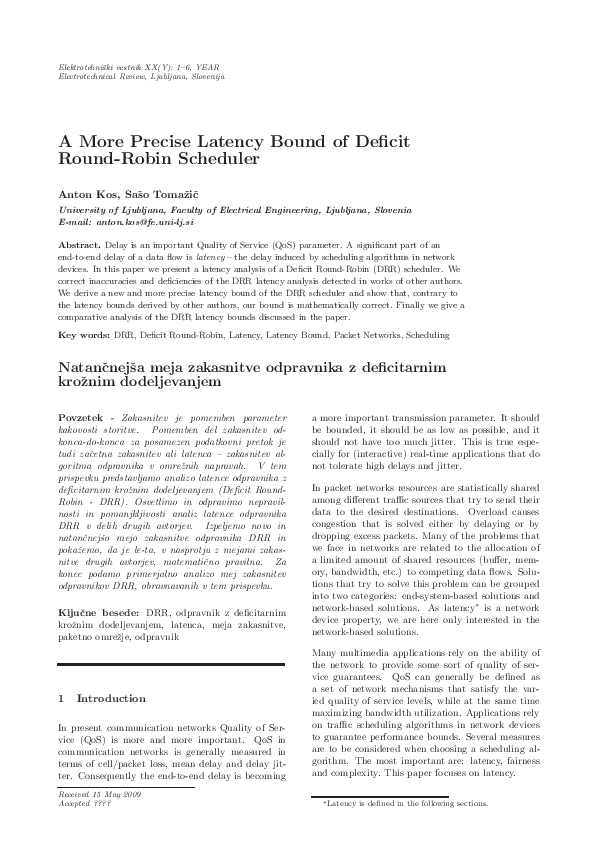 (PDF) A More Precise Latency Bound of Deficit Round-Robin Scheduler