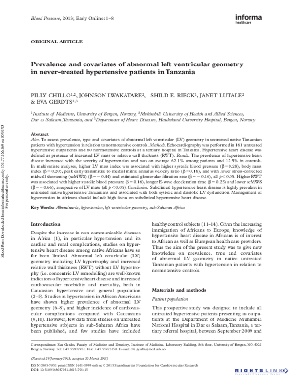(PDF) Prevalence and covariates of abnormal left ventricular geometry ...