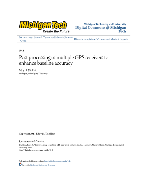 (PDF) Post processing of multiple GPS receivers to enhance baseline ...