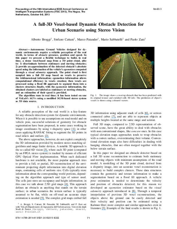 Pdf A Full 3d Voxel Based Dynamic Obstacle Detection For Urban Scenario Using Stereo Vision 3343