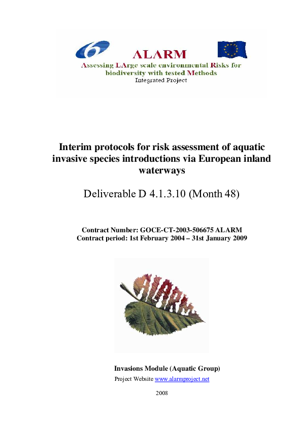 (PDF) Interim protocols for risk assessment of aquatic invasive species ...