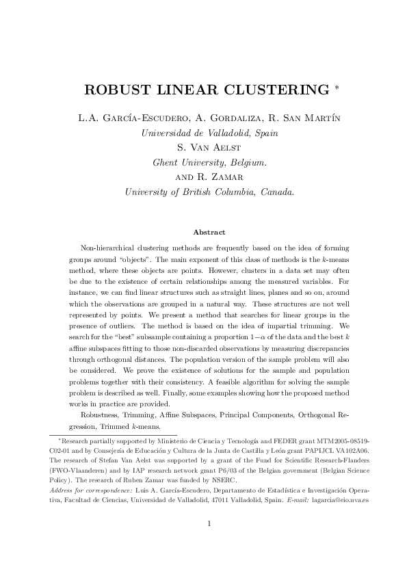 (PDF) Robust linear clustering