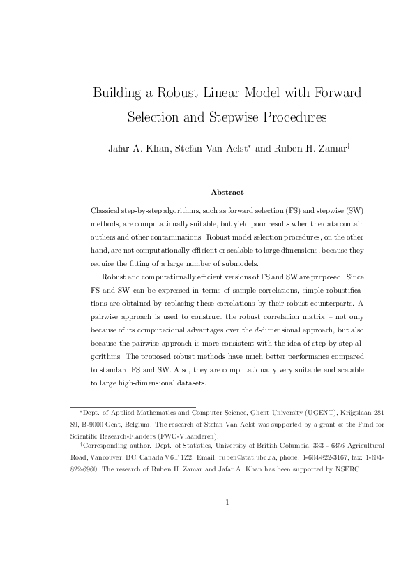 (PDF) Building a robust linear model with forward selection and ...