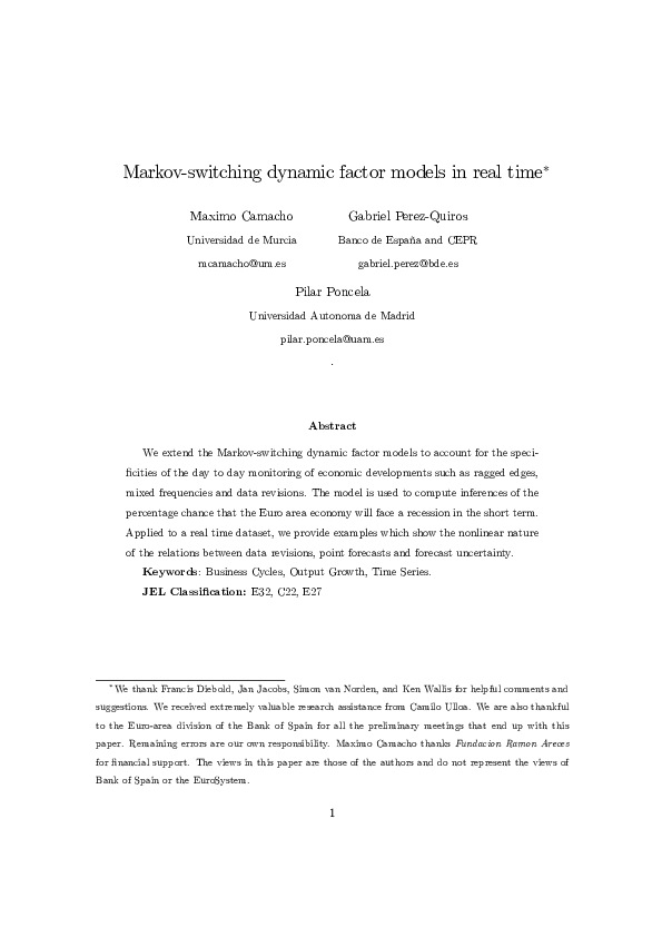 (PDF) Markov-switching dynamic factor models in real time