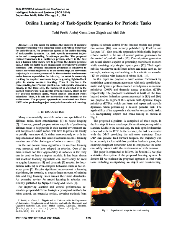 (PDF) Online learning of task-specific dynamics for periodic tasks