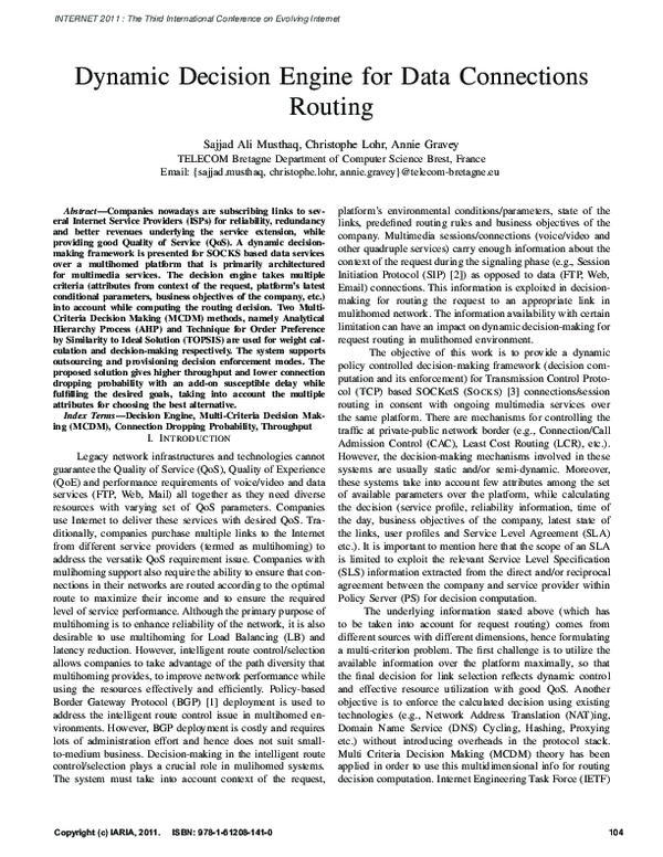 (PDF) Dynamic Decision Engine for Data Connections Routing | Sajjad ...