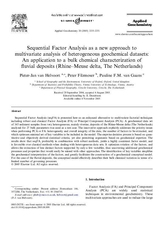 Pdf Sequential Factor Analysis As A New Approach To Multivariate