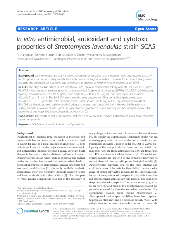 (PDF) In vitro antimicrobial, antioxidant and cytotoxic properties of ...