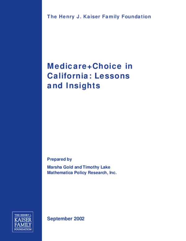 (PDF) Medicare+Choice in California: Lessons and Insights. The Henry J ...