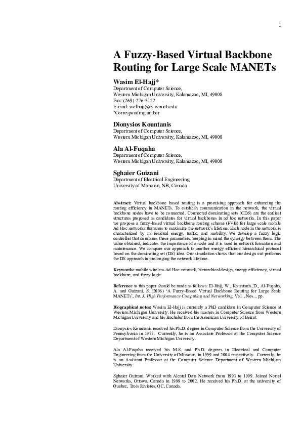 (PDF) A fuzzy-based virtual backbone routing for large-scale MANETs