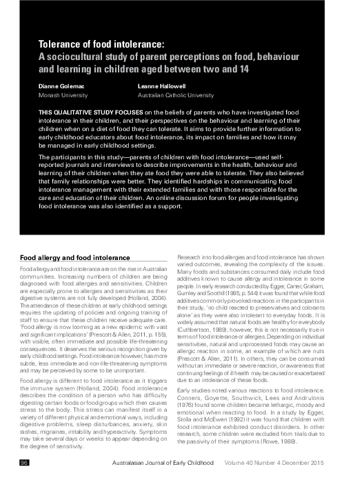 (PDF) Food allergy and food intolerance