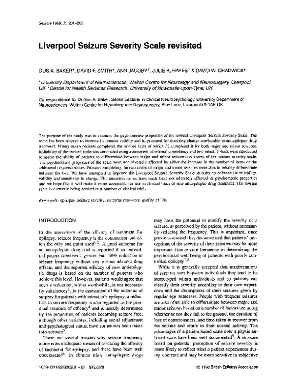 (PDF) Liverpool Seizure Severity Scale revisited