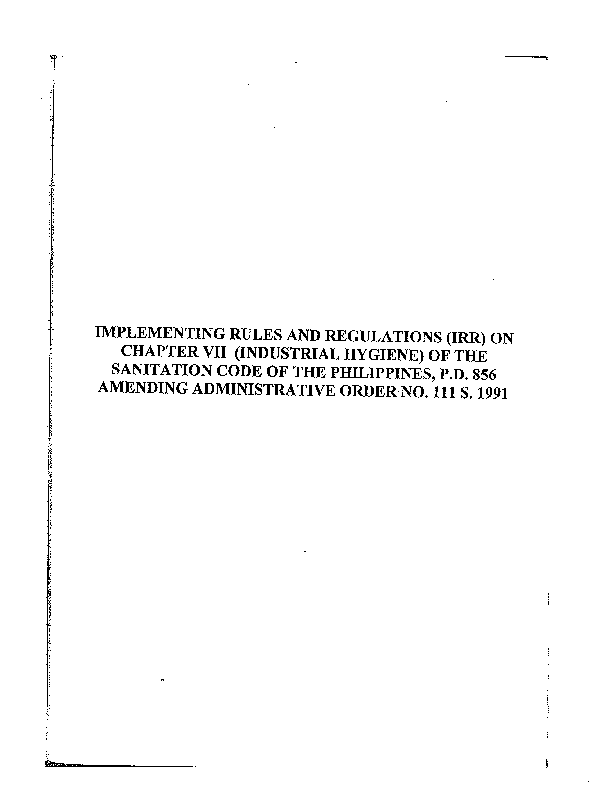 (PDF) IRR of PD 856 Code on Sanitation