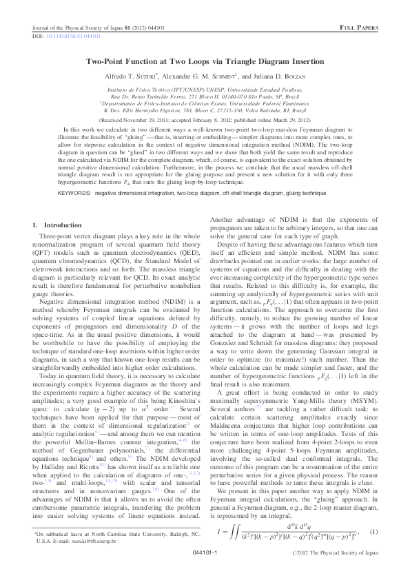 (PDF) Two-Point Function at Two Loops via Triangle Diagram Insertion