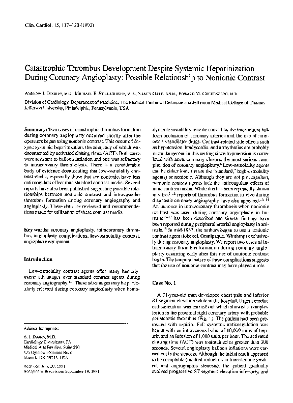 (PDF) Catastrophic thrombus development despite systemic heparinization ...