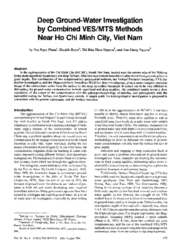 (PDF) Deep Ground-Water Investigation by Combined VES/MTS Methods Near ...