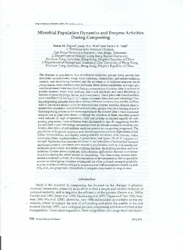 Pdf Microbial Population Dynamics And Enzyme Activities During Composting