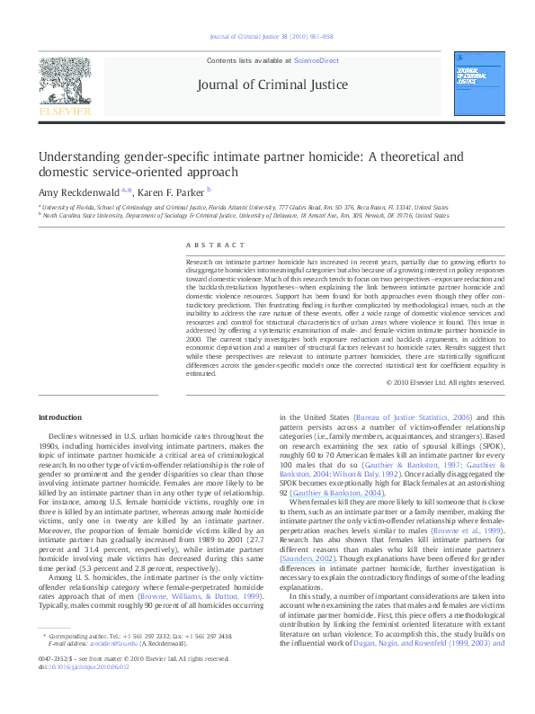 (PDF) Understanding gender-specific intimate partner homicide: A ...