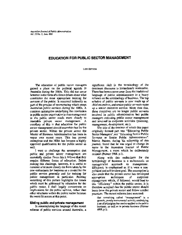 (PDF) Education for public sector management
