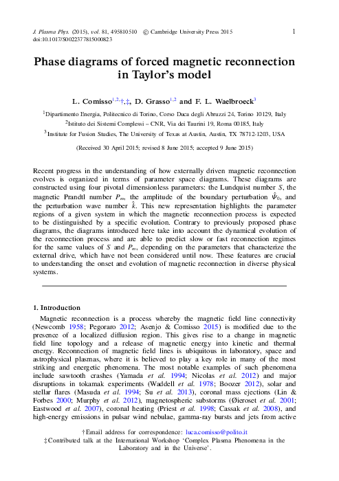 (PDF) Phase Diagrams of Forced Magnetic Reconnection in Taylor’s Model