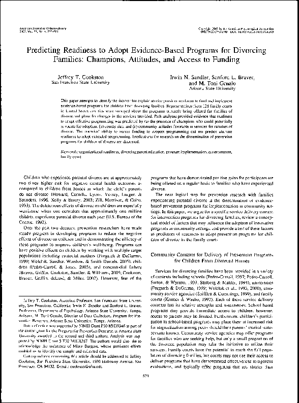 (PDF) Predicting readiness to adopt evidence-based programs for ...