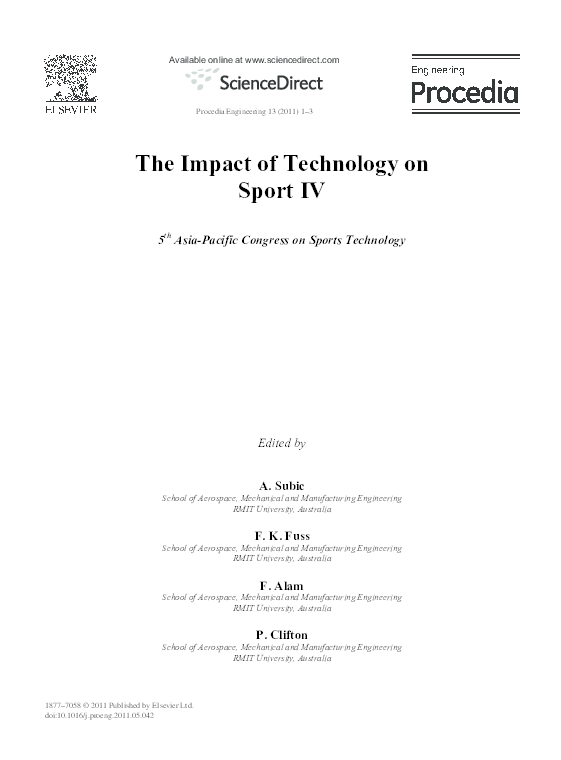 (PDF) The Impact of Technology on Sport IV