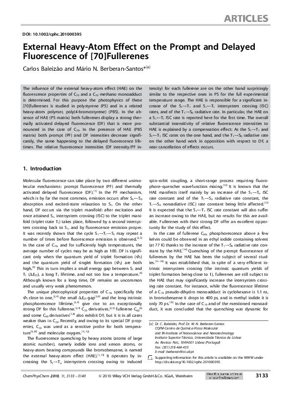 (PDF) External Heavy-Atom Effect on the Prompt and Delayed Fluorescence ...