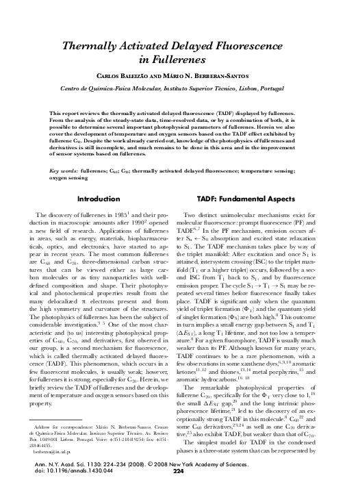 (PDF) Thermally Activated Delayed Fluorescence in Fullerenes
