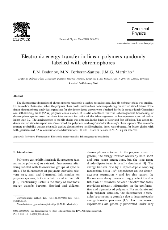 (PDF) Electronic energy transfer in linear polymers randomly labelled ...