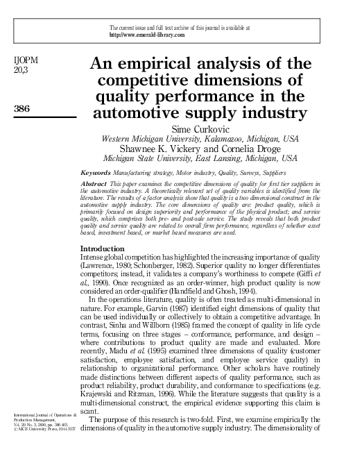 (PDF) An empirical analysis of the competitive dimensions of quality ...