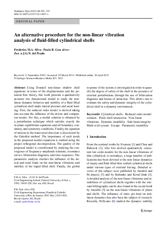 (PDF) An alternative procedure for the non-linear vibration analysis of fluid-filled cylindrical ...