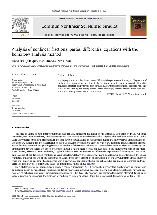 Pdf Analysis Of Nonlinear Fractional Partial Differential Equations With The Homotopy Analysis