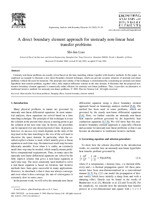 (PDF) A direct boundary element approach for unsteady non-linear heat ...