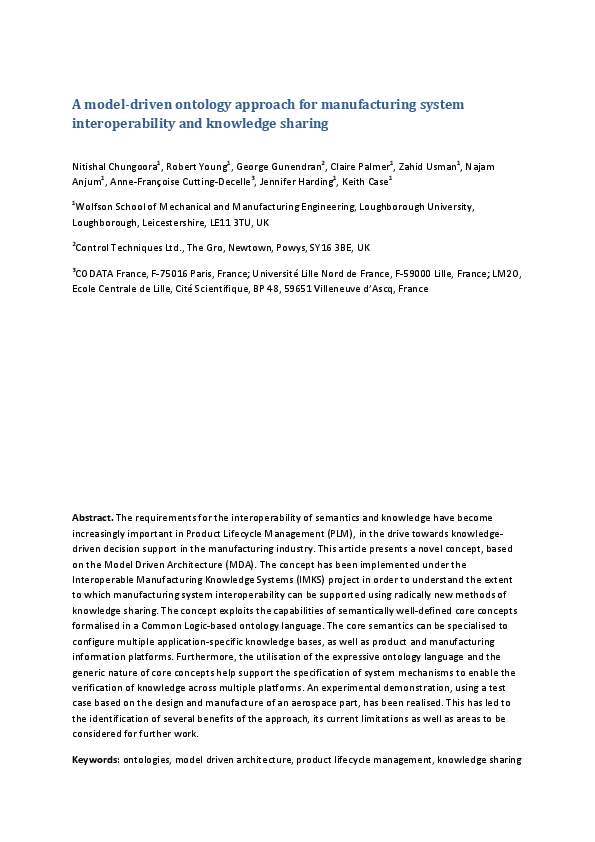 (PDF) A model-driven ontology approach for manufacturing system interoperability and knowledge ...