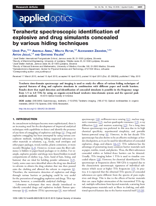(PDF) Terahertz spectroscopic identification of explosive and drug ...