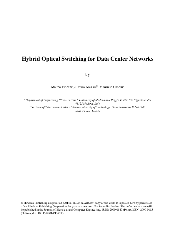 (PDF) Hybrid Optical Switching for Data Center Networks
