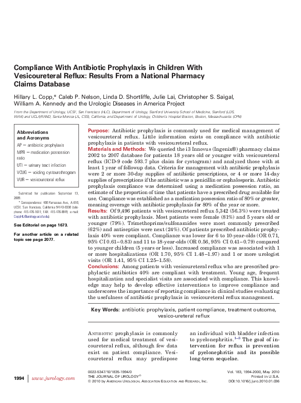 (PDF) Compliance With Antibiotic Prophylaxis in Children With ...