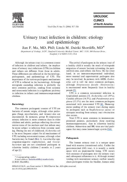 (PDF) Urinary tract infection in children: etiology and epidemiology