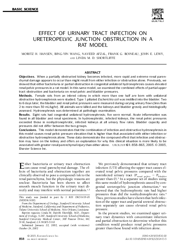 (PDF) Effect of urinary tract infection on ureteropelvic junction ...