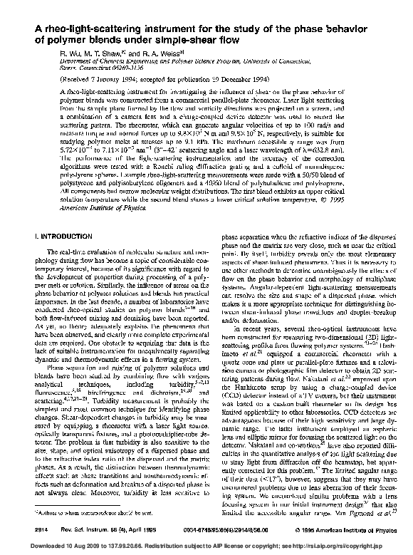(PDF) A rheo-light-scattering instrument for the study of the phase ...
