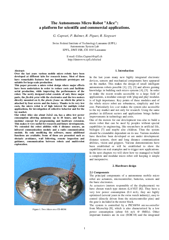 (PDF) The autonomous micro robot "Alice": A platform for scientific and ...