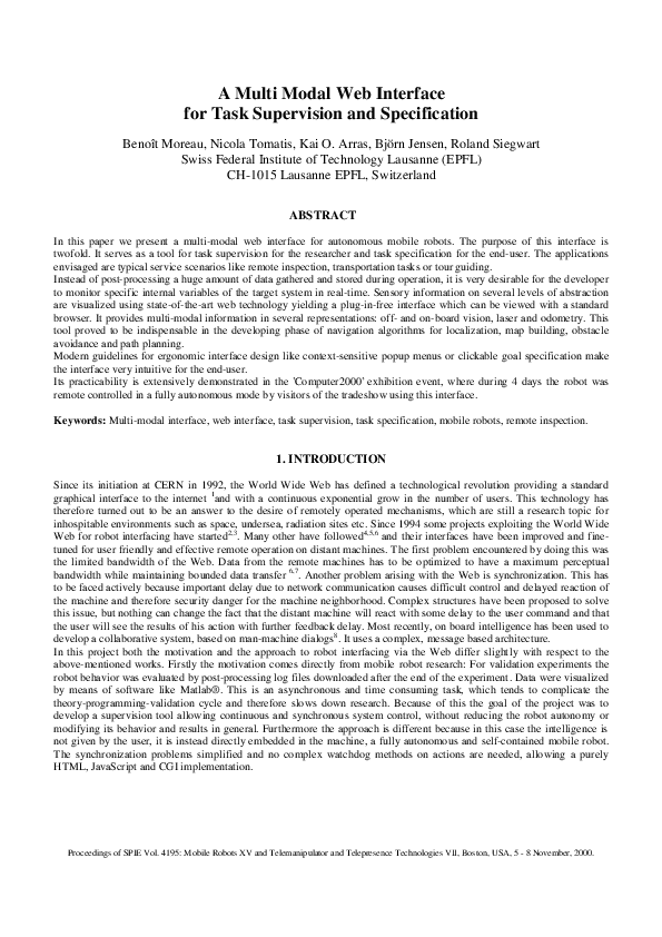 (PDF) A multi modal web interface for task supervision and specification