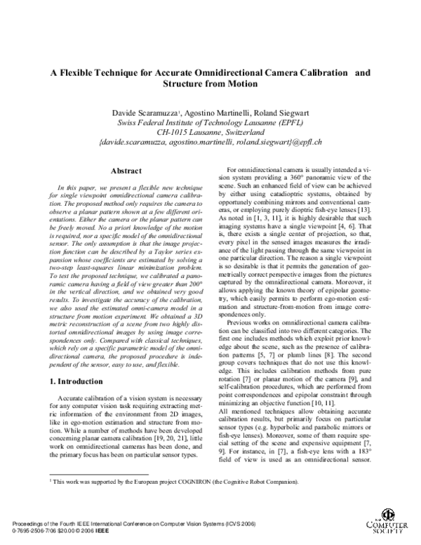 Pdf A Flexible Technique For Accurate Omnidirectional Camera
