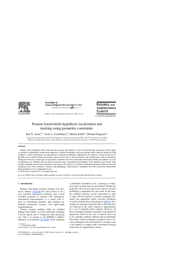 Pdf Feature Based Multi Hypothesis Localization And Tracking For