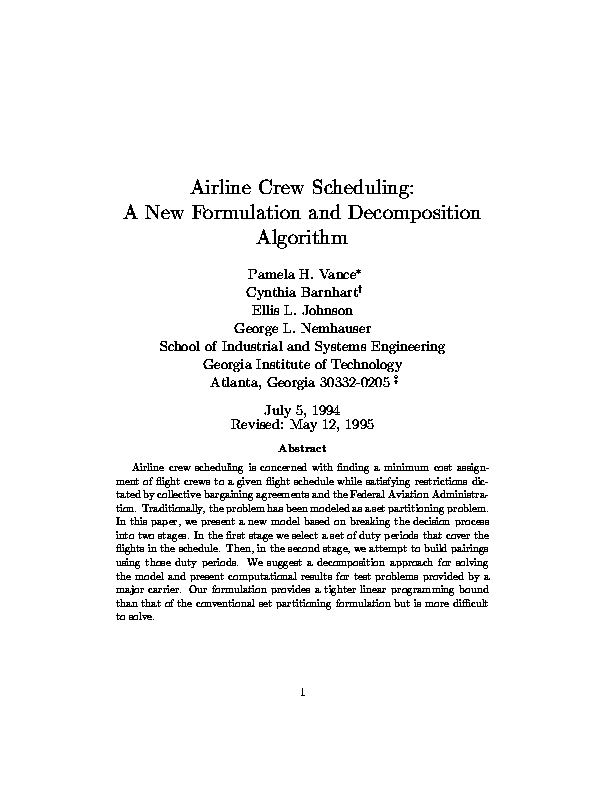 Pdf Airline Crew Scheduling A New Formulation And Decomposition Algorithm
