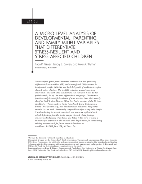 (PDF) A micro‐level analysis of developmental, parenting, and family ...