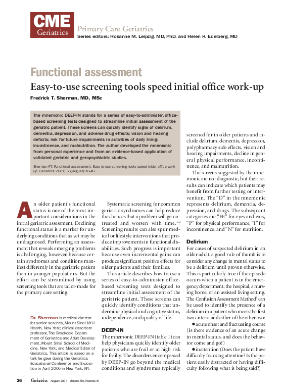 (PDF) Functional assessment Easy-to-use screening tools speed initial ...