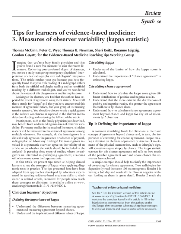 (PDF) Tips for learners of evidence-based medicine: 3. Measures of ...