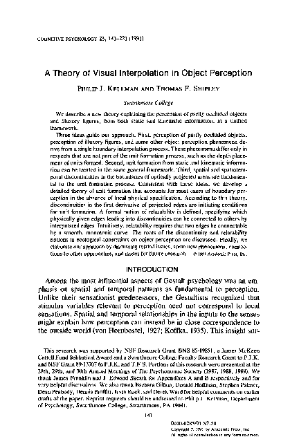 Pdf A Theory Of Visual Interpolation In Object Perception