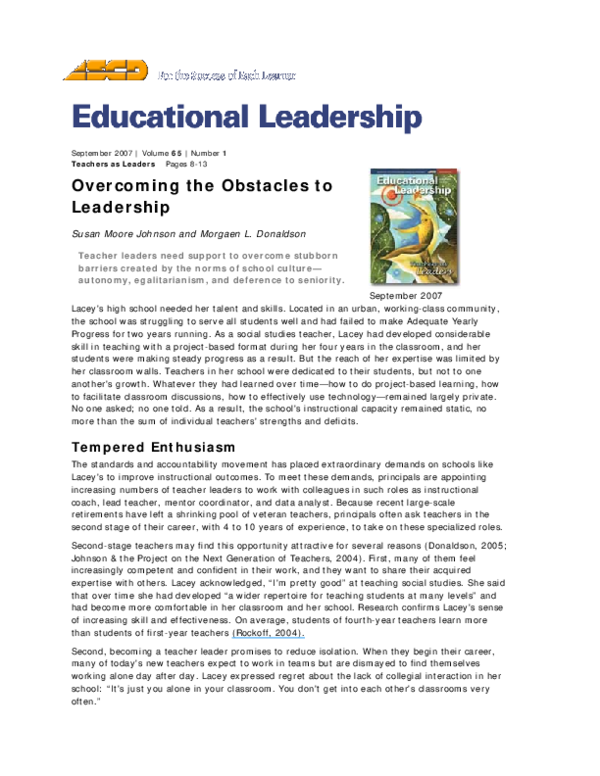 (PDF) Overcoming the Obstacles to Leadership